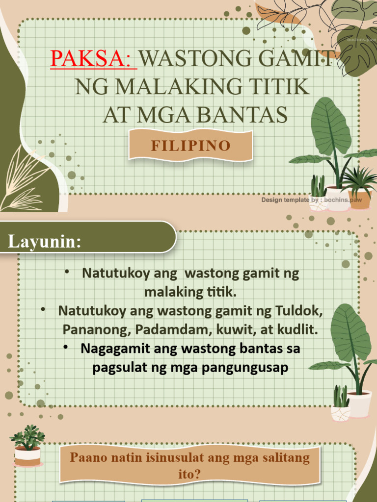 Wastong Gamit NG Malaking Titik at Bantas | PDF