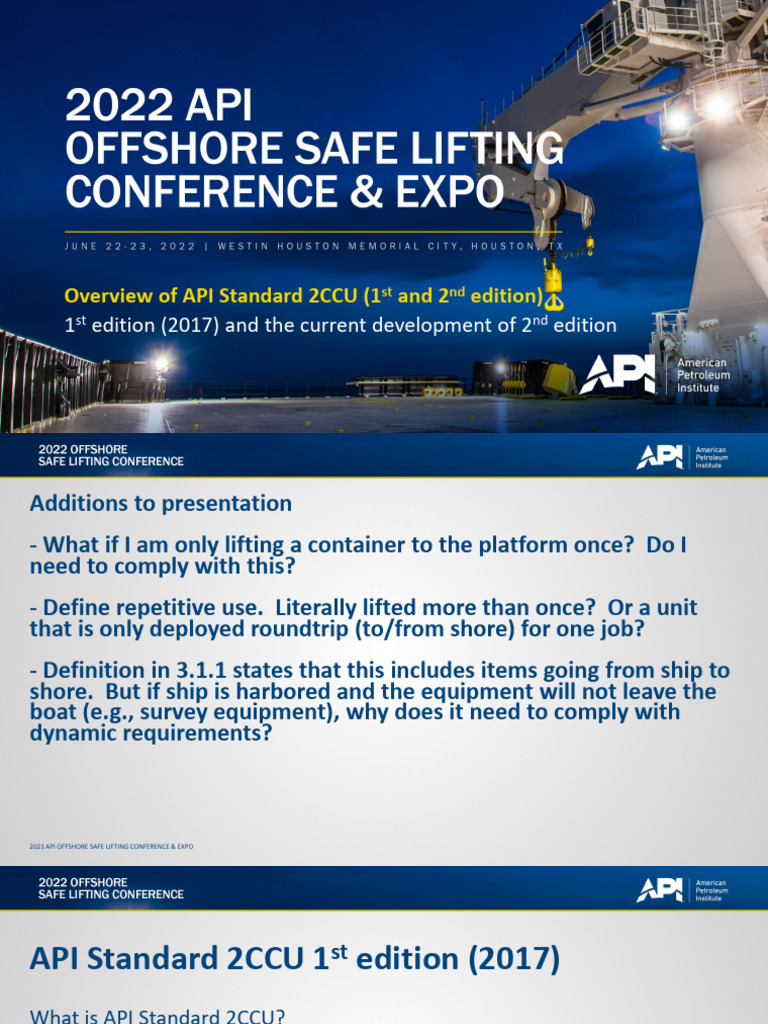 Overview of API Standard 2CCU (1st and 2nd Edition) | PDF | Ships