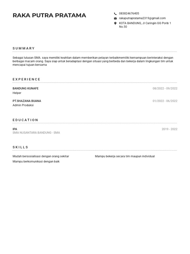 Profil Raka Putra Pratama | PDF