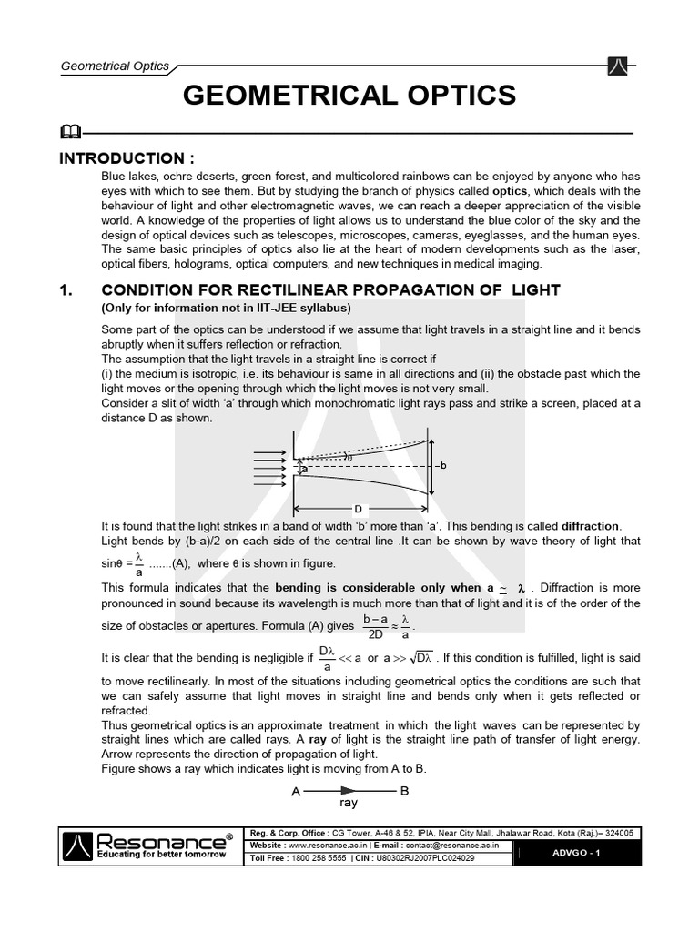 Geometrical Optics Guide | PDF | Optics | Light