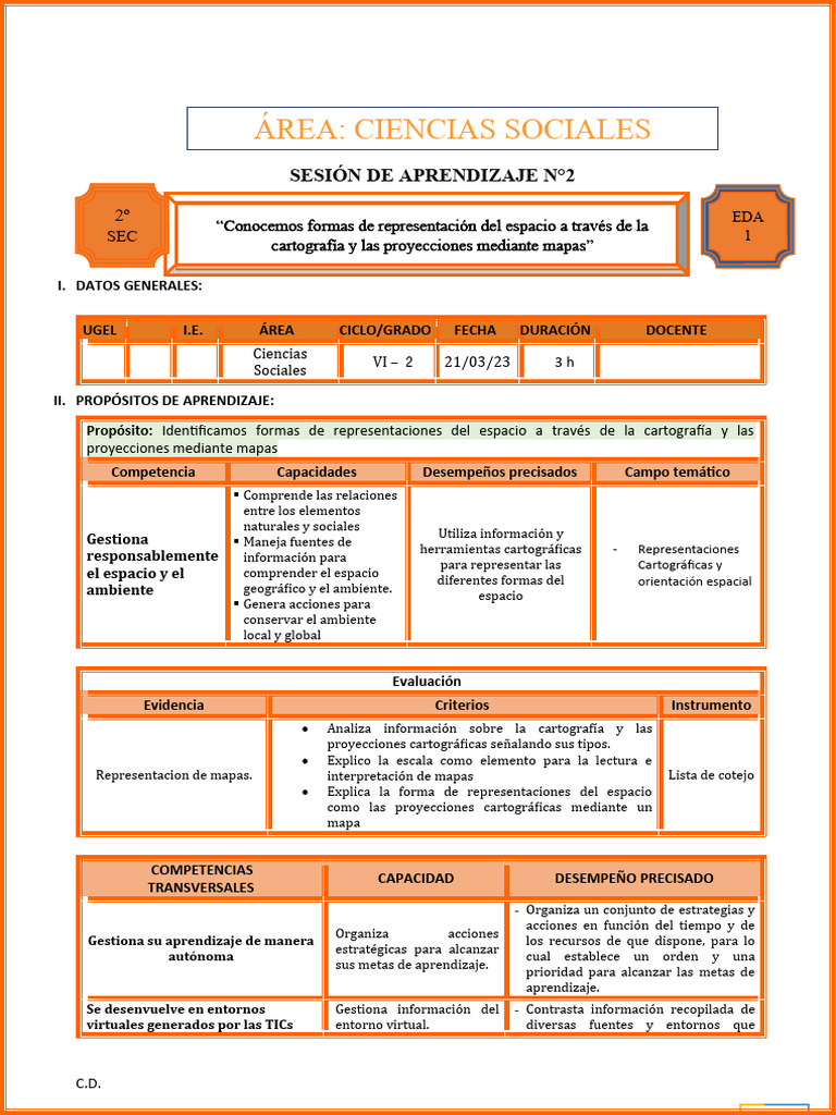 2° Sesión de Aprendizaje Sesión2-Sem.1-Exp 1 | PDF | Aprendizaje | Cartografía