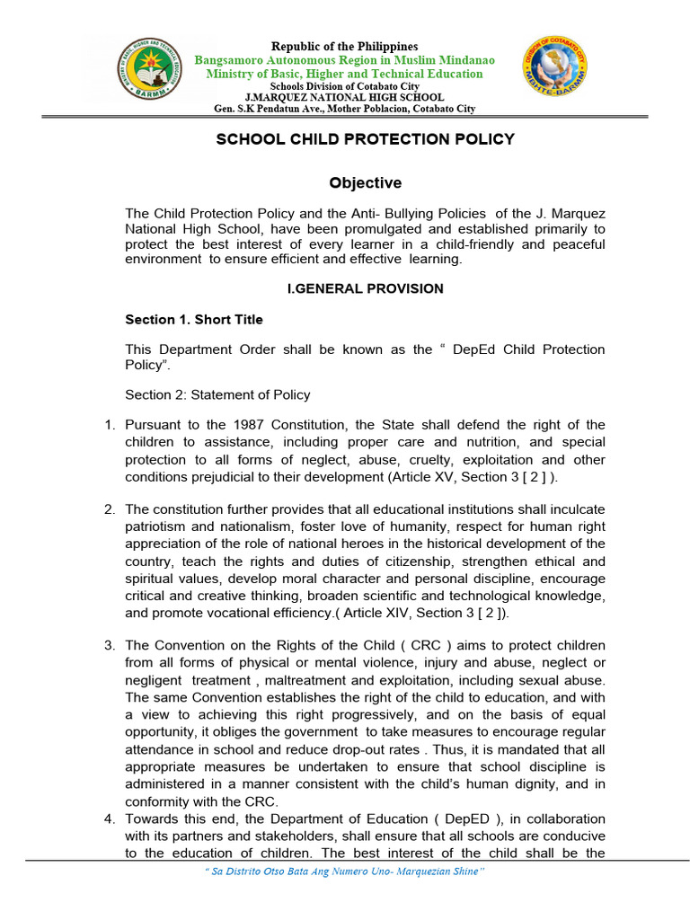 Localized CPP 2023 24 Final | PDF | Child Protection | Bullying
