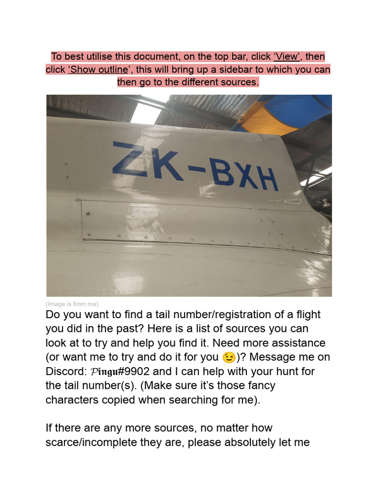 The Tail Number/Registration Hunting Guide V1 | PDF | Transport | Aviation