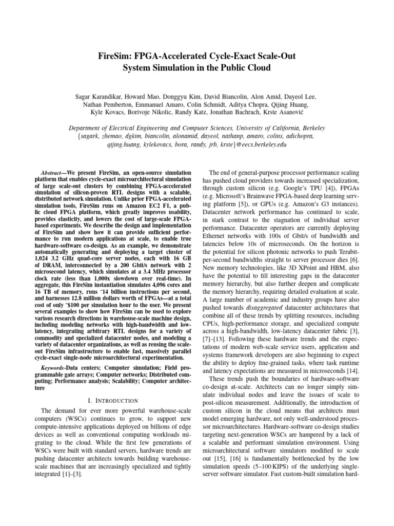 Firesim Isca18 | PDF