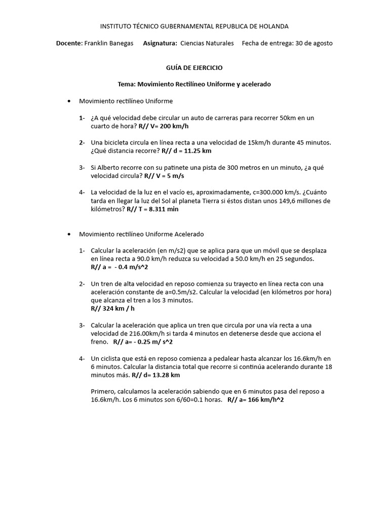 Guia de Ejercicios 9 Grado | PDF