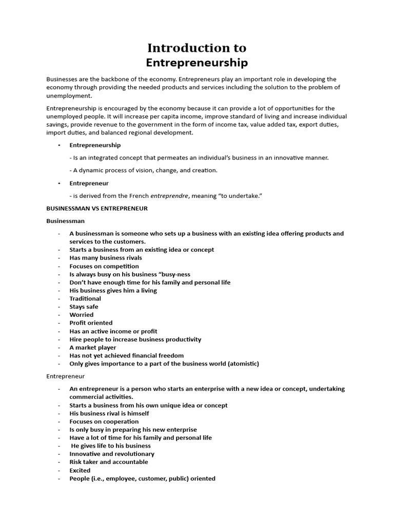 Introduction To Entrepreneurship | PDF Introduction To Entrepreneurship | PDF