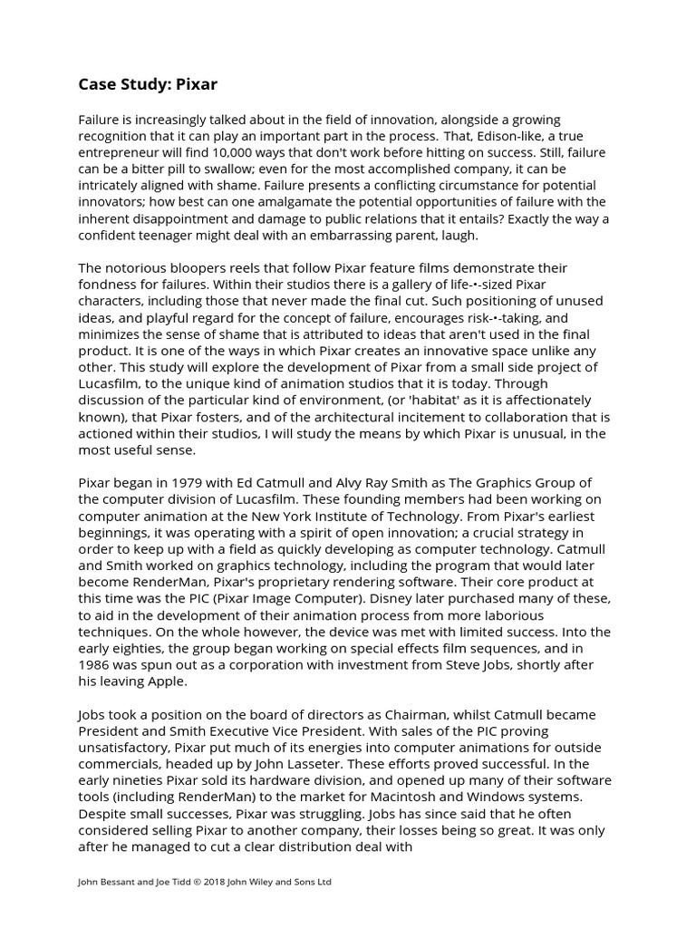 Case Study - Pixar | PDF | Pixar
