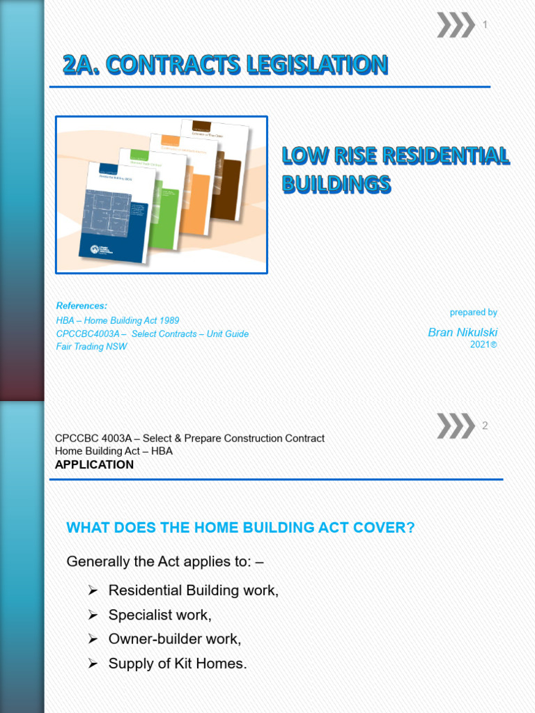 2A. 4003 - Contracts - Legislation Part 2 PPT - S121 | PDF | Business Law | Private Law