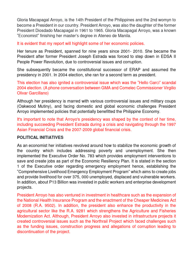 Gloria Macapagal Arroyo | PDF | Government