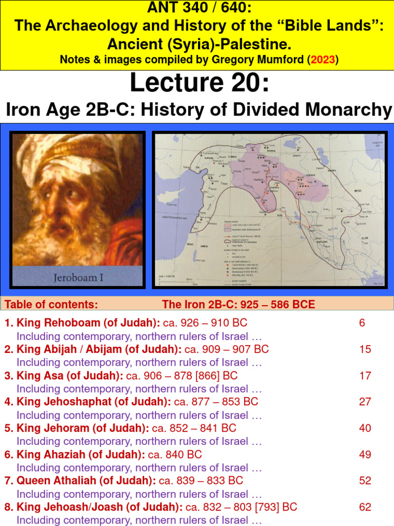 Anth 340 PPT Lecture 20 Historical and L | PDF | Books Of Kings | Kingdom Of Judah