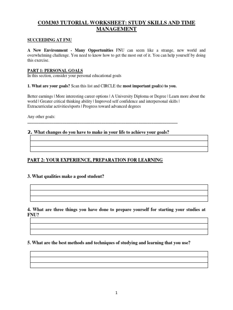 COM303 Study Skills and Timetable Guide | PDF | Behavioural Sciences ...