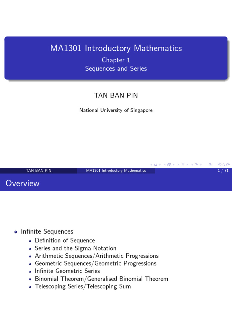 MA1301 Chapter 1 | PDF | Sequence | Summation