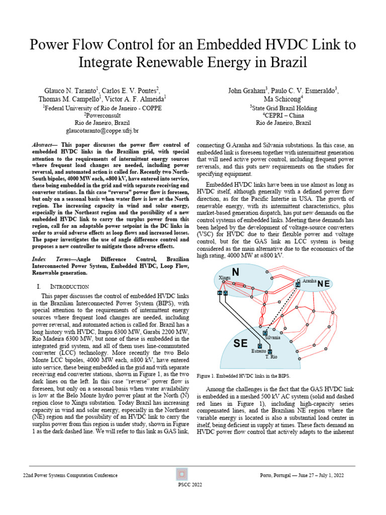 Power Flow Control For An Embedded HVDC Link To Integrate Renewable ...