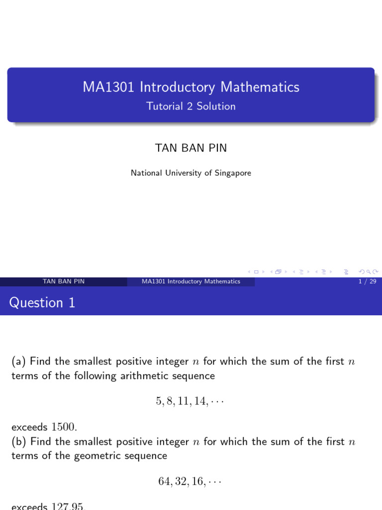 MA1301 Tutorial 2 Solution | PDF MA1301 Tutorial 2 Solution | PDF