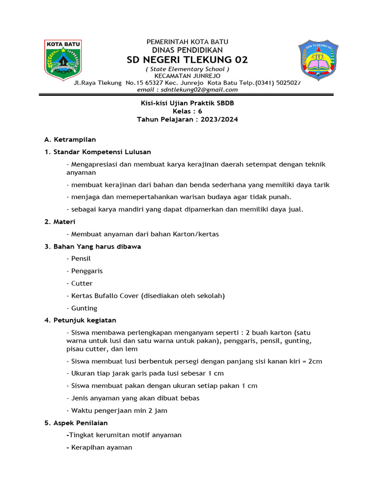 Kisi-Kisi Uprak SBDB | PDF | Griya & Taman