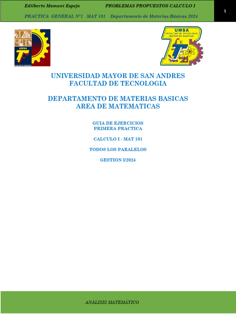 Problemas Primer Parcial Mat 101 2024 | PDF