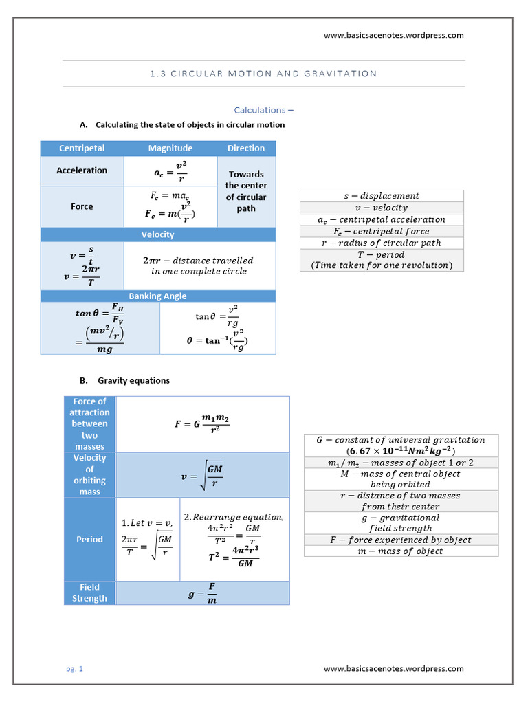 1.3 Circular Motion and Gravitation | PDF