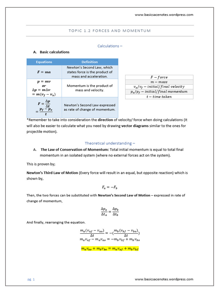 1.2 Forces and Momentum | PDF