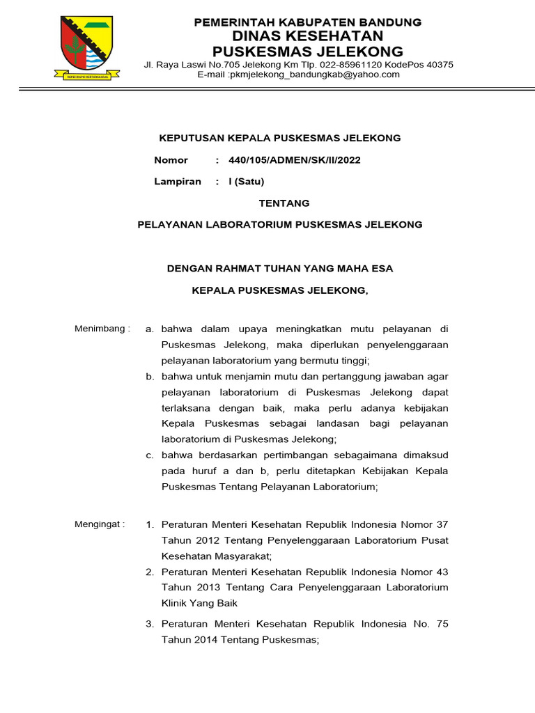 SK Pelayanan Lab | PDF