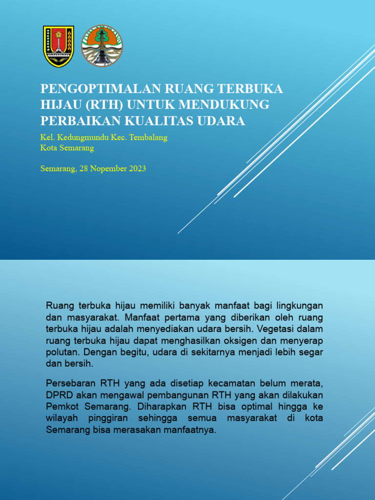 Pengoptimalan Ruang Terbuka Hijau (RTH) | PDF | Kesehatan Holistik ...
