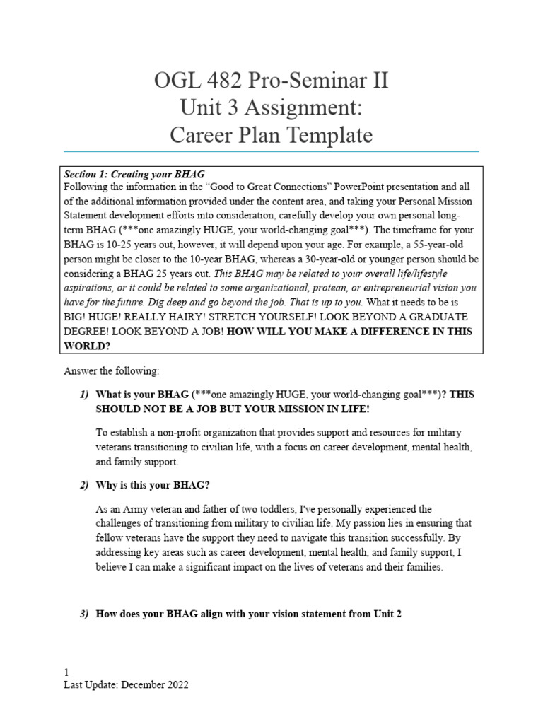 Unit 3 Module Career Plan Template | PDF | Goal | Nonprofit Organization