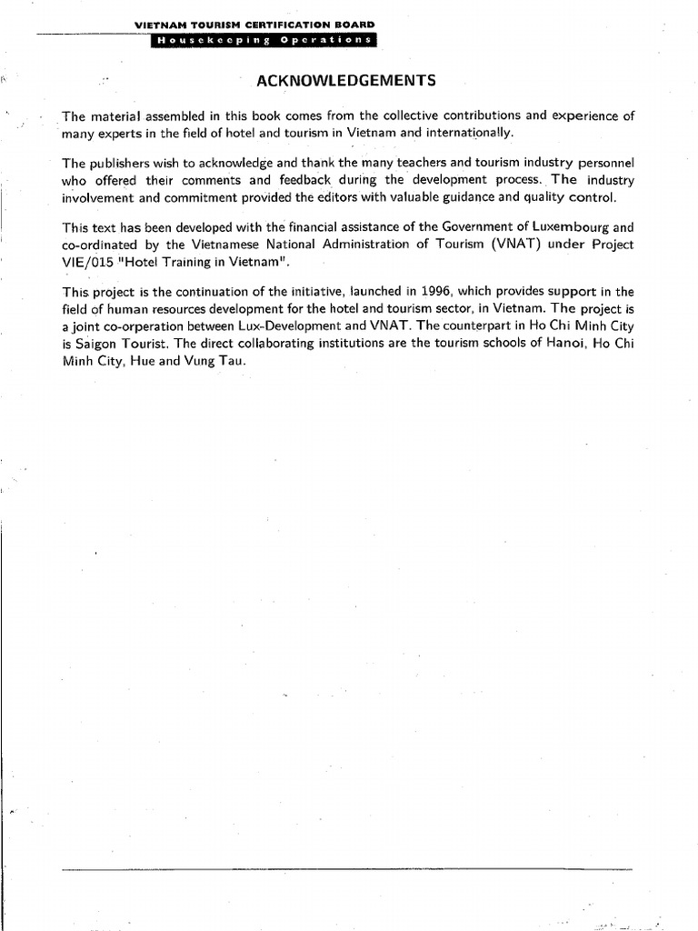 Housekeeping Operations Pdf