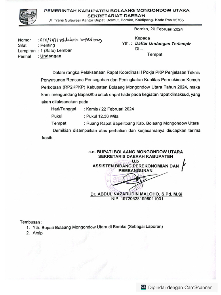 Surat Rakor PKP 2024 | PDF