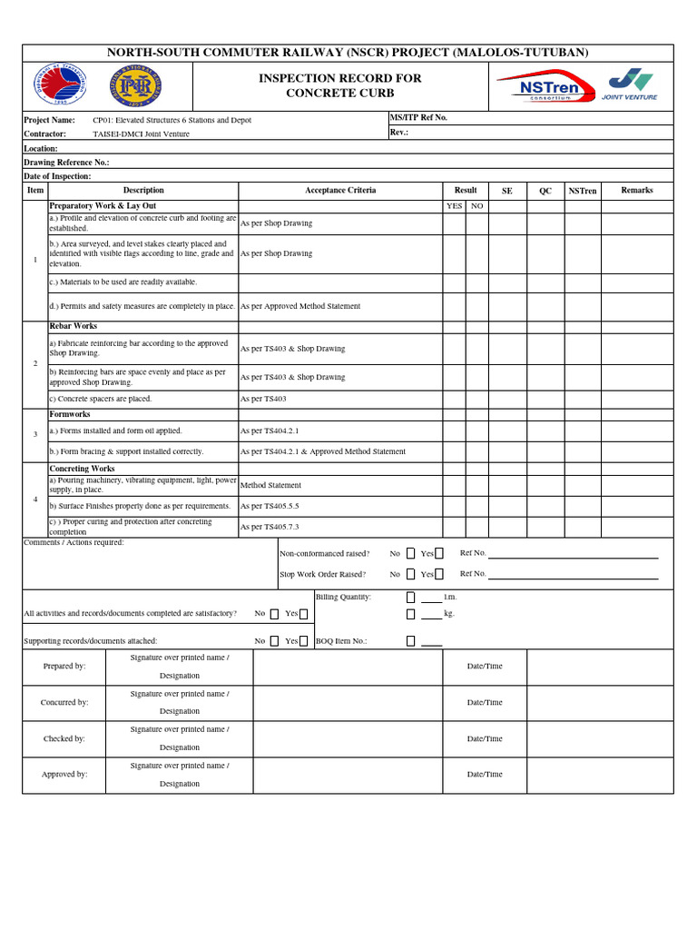 Checklist Curb | PDF | Concrete | Building Technology