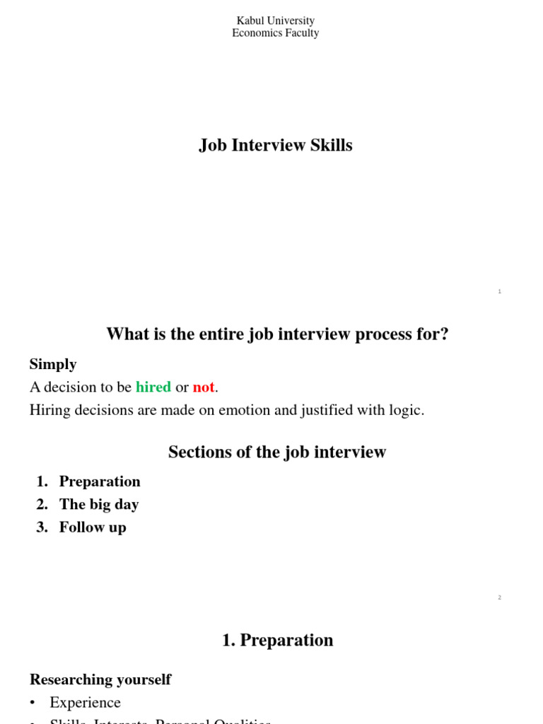 Job Interview Skills | PDF | Job Interview | Psychological Concepts