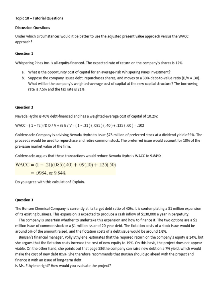 Topic 10 Tutorial Questions V2 Pdf