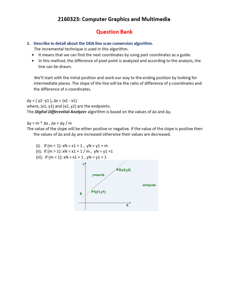 CGM Unit 2 Question Bank | PDF | Applied Mathematics | Algorithms