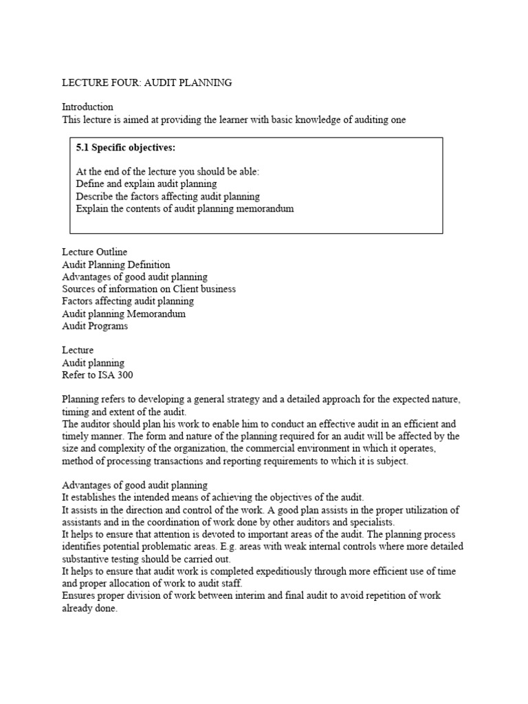 Understanding Audit Planning Essentials | PDF | Financial Audit | Audit