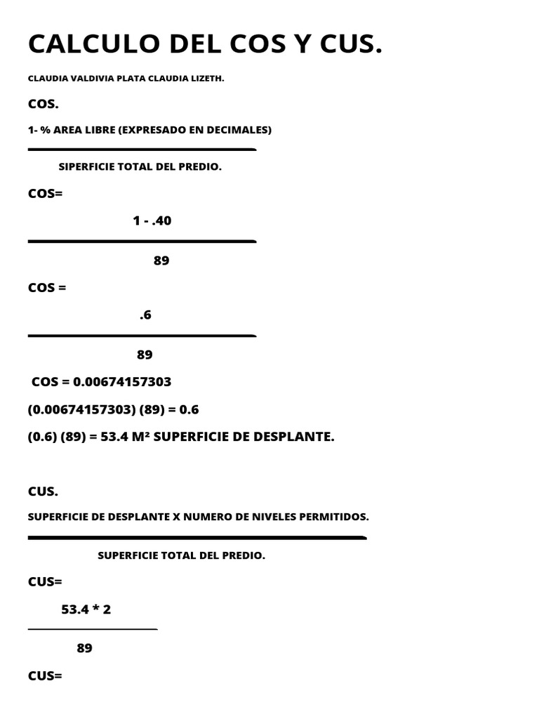 Calculo Del Cos y Cus. | PDF