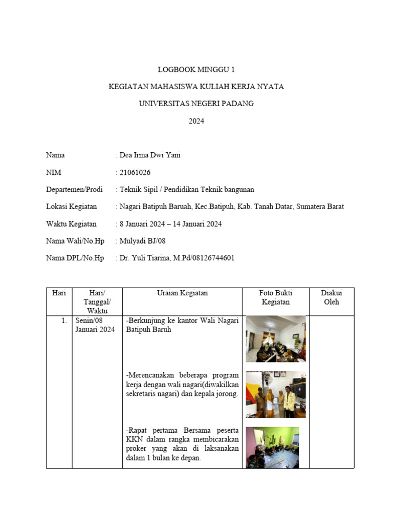 Logbook Dea Irma Dwi Yani | PDF