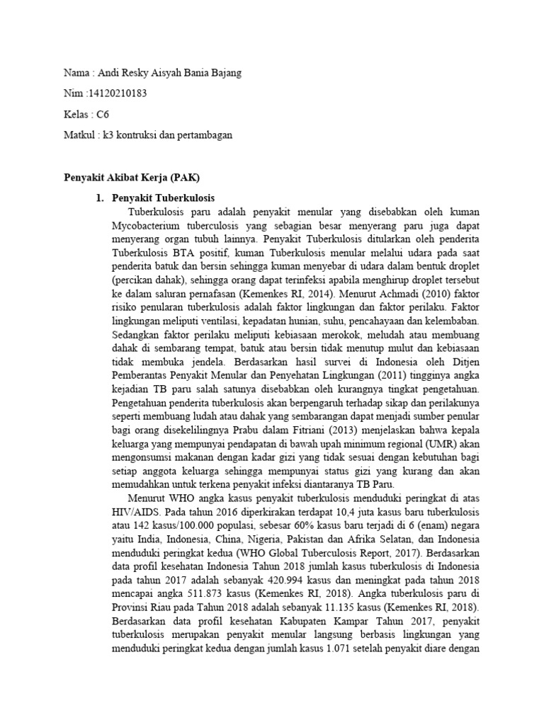 ANDI RESKY AISYAH - 14120210183 - C6 - Tugas Kontruksi Pertambangan K3 | PDF