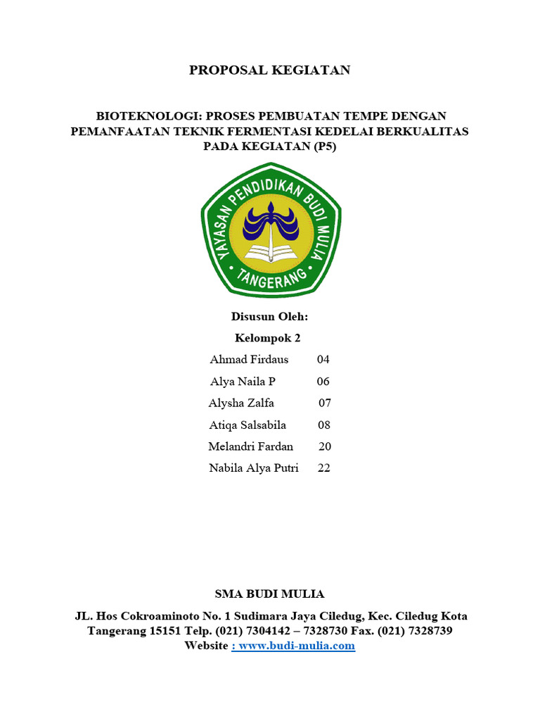 Proposal Kegiatan Bioteknologi Tempe | PDF