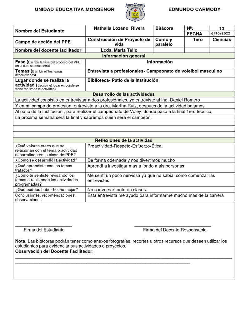 Bitacora Ciencias 1 1 1 1 | PDF