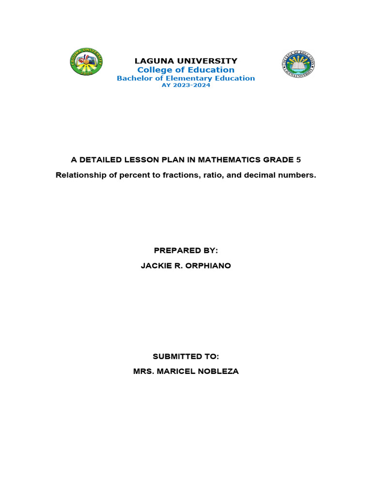DLP-4As-Mathematics-W1-Q3 - Rate, Base, Percent | PDF | Percentage | Cognitive Science
