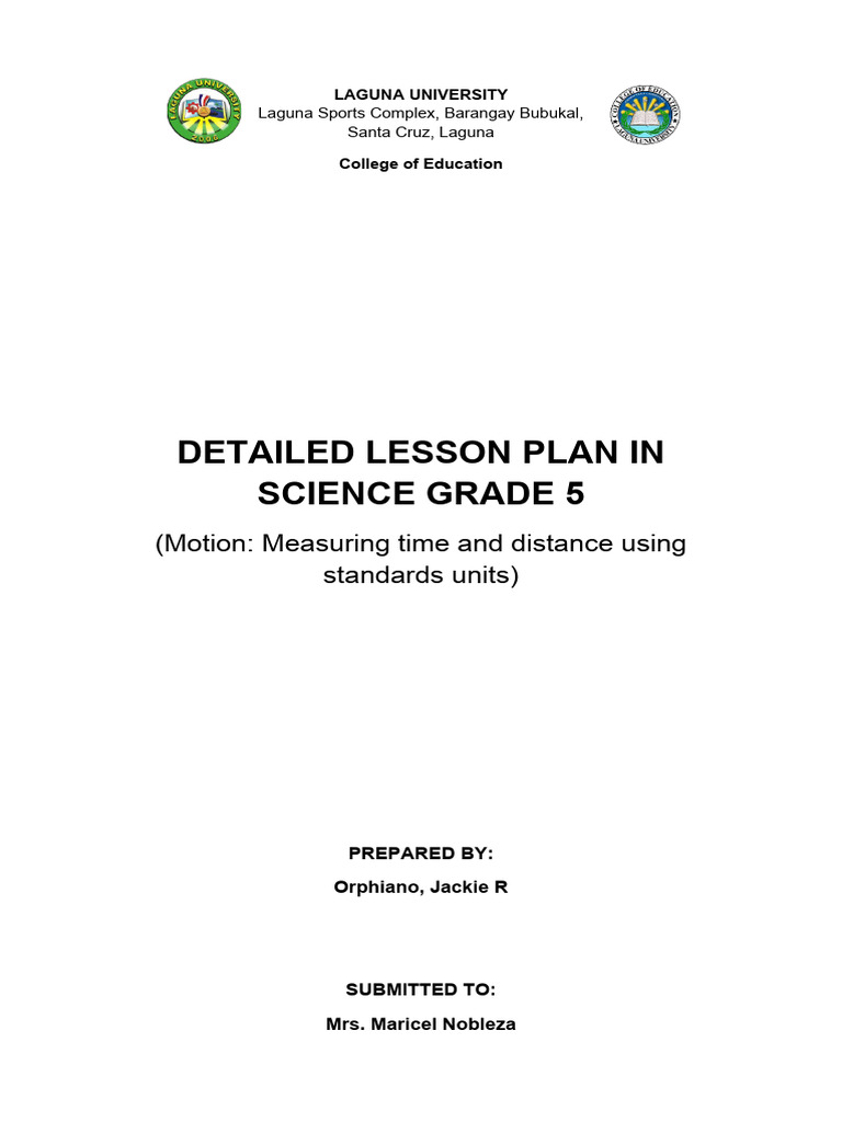 5E Lesson Plan: Motion in Grade 5 Science | PDF | Time | Lesson Plan