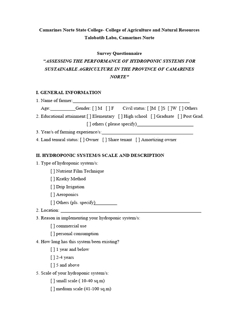 Thesis Questionnaire 1 Pdf