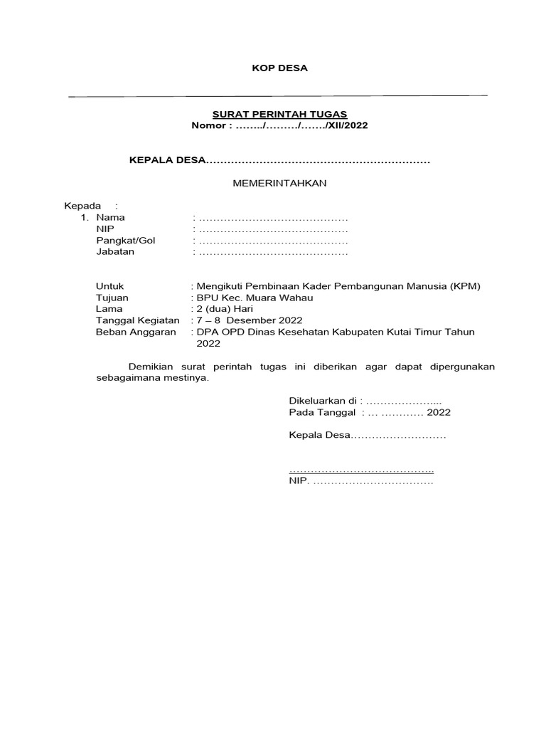 2.1 Contoh Surat Tugas KPM | PDF
