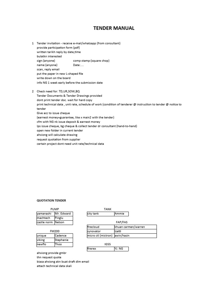 TENDER Manual | PDF