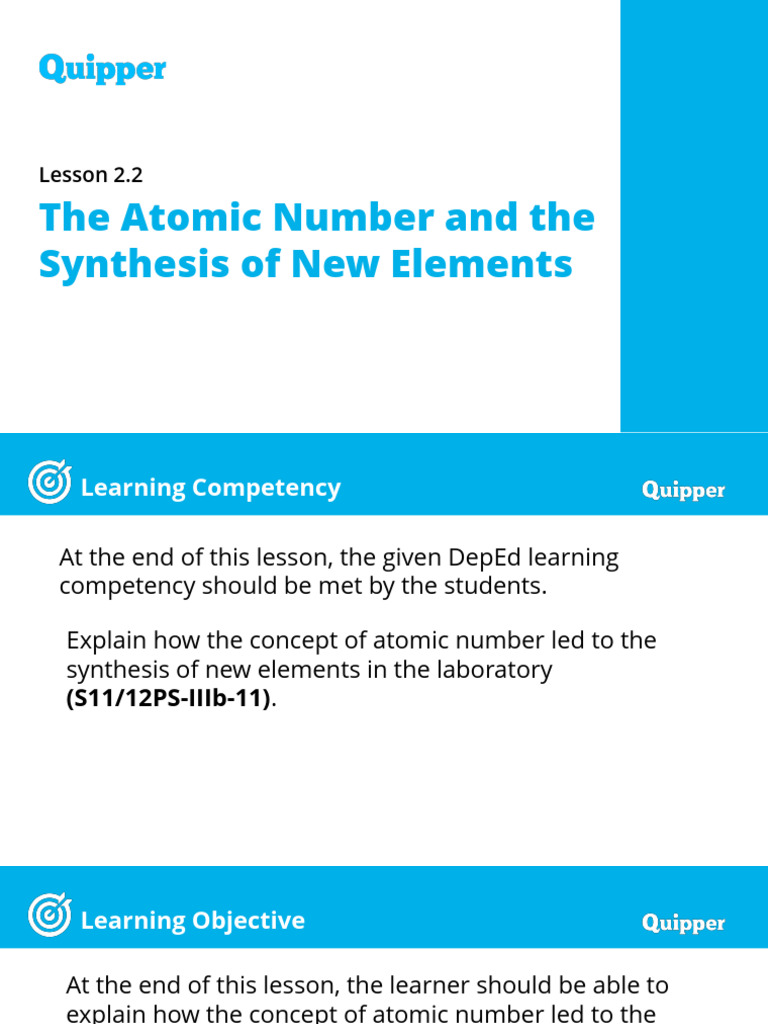 Q3 Week 2 A The Atomic Number and The Synthesis of New Elements | PDF | Chemical Elements | Atoms
