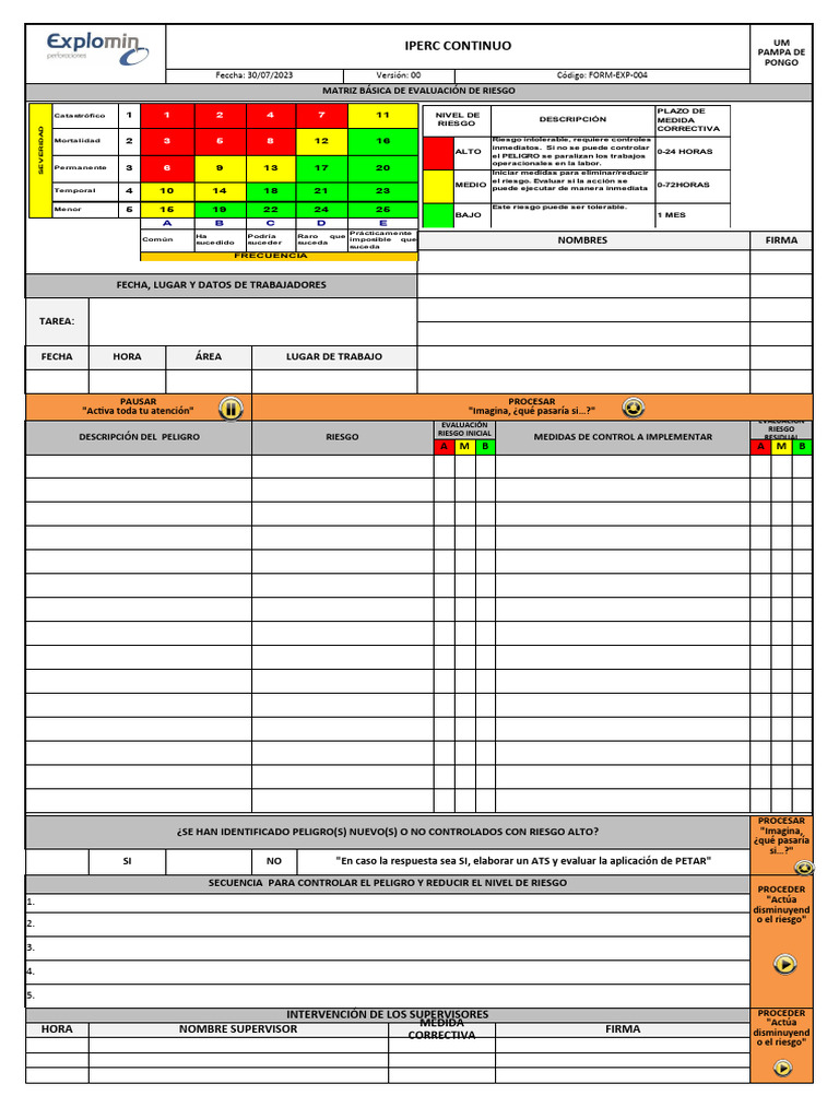 Form-Exp-004 Iperc Continuo | PDF | Riesgo