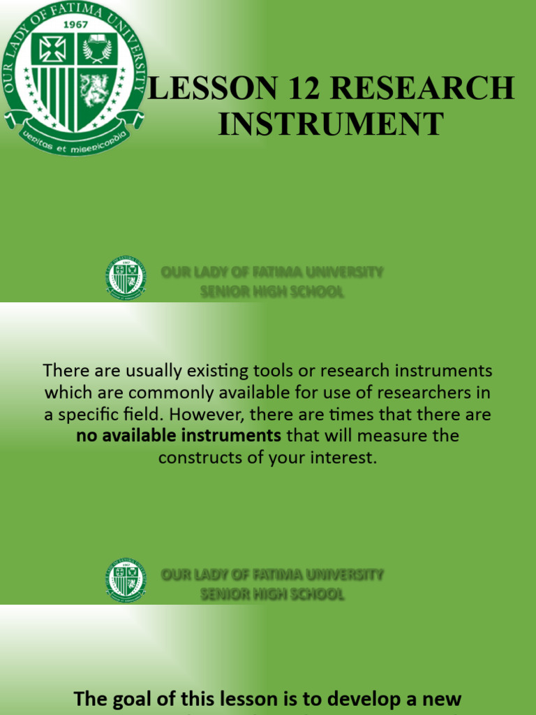 Lesson 12 Research Instrument | PDF