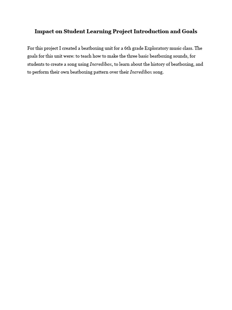Beatboxing Unit for 6th Grade Music | PDF
