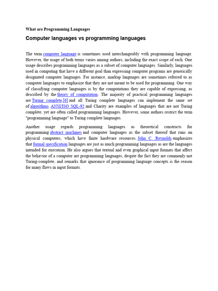 What Are Programming Languages | PDF What Are Programming Languages | PDF