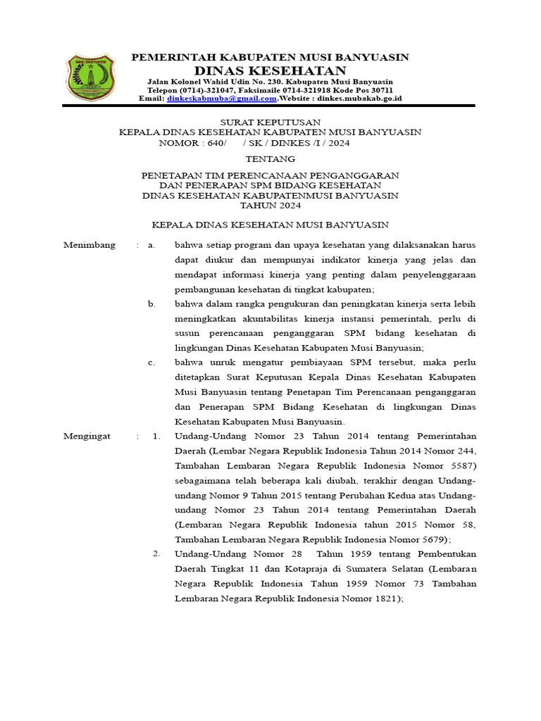 SK SPM Dinkes 2024 | PDF