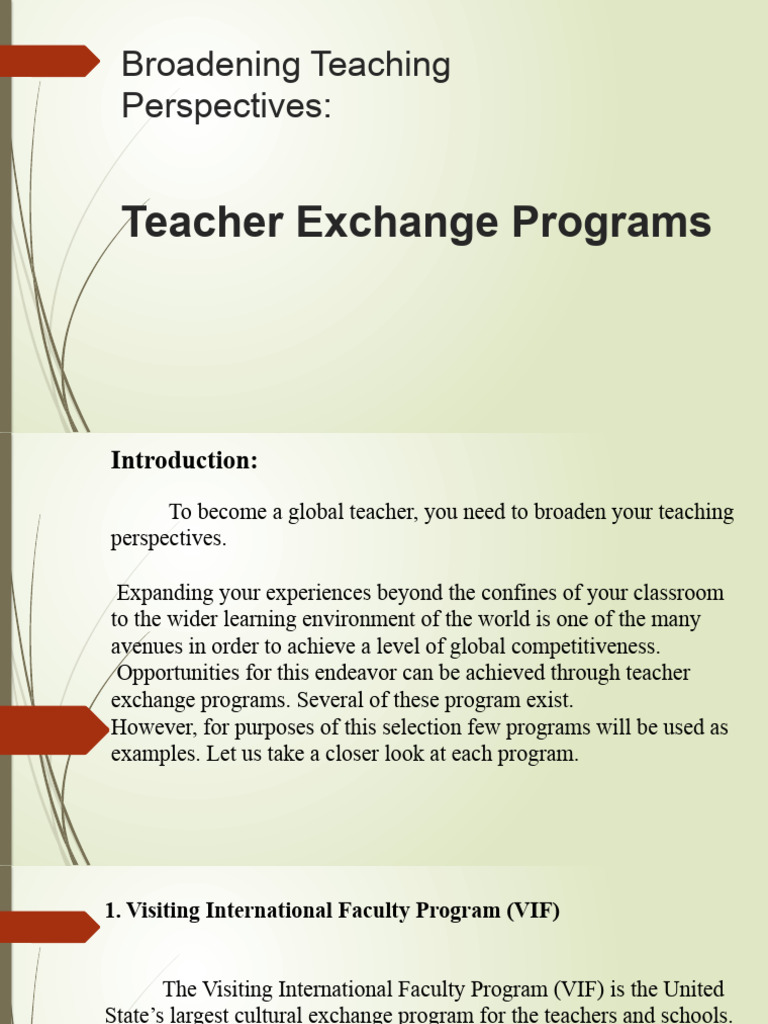Teacher Exchange Program | PDF