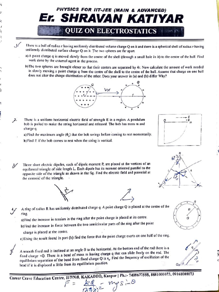 Electrostats Quiz | PDF | Triangle | Sphere